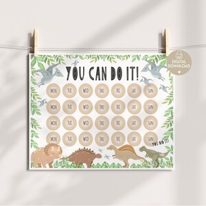 Reward Chart Dinosaur, 4 Weeks, Rewarding Kids Chore Chart, Kids ...