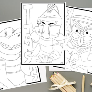 RUGBY LEAGUE MASCOT Colouring Pages - Etsy