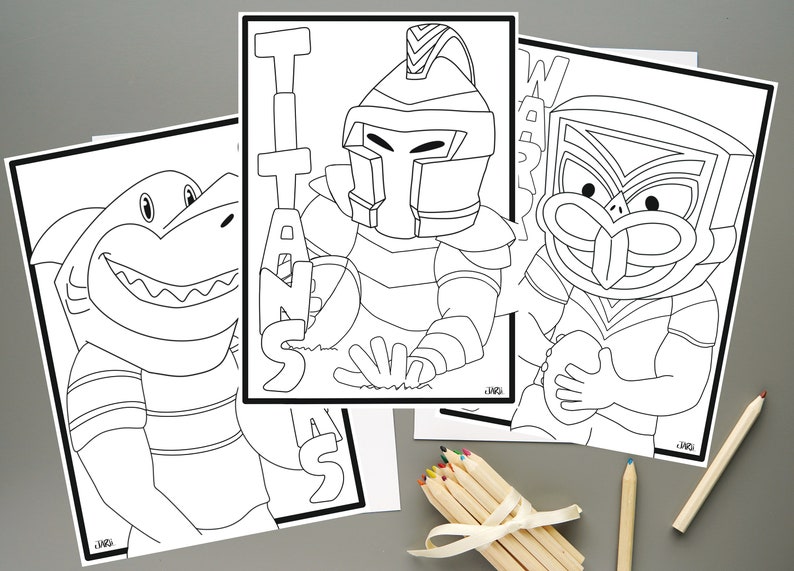 RUGBY LEAGUE MASCOT Colouring Pages - Etsy Australia