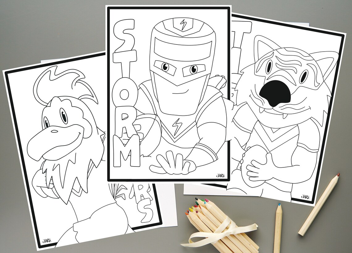 RUGBY LEAGUE MASCOT Colouring Pages - Etsy