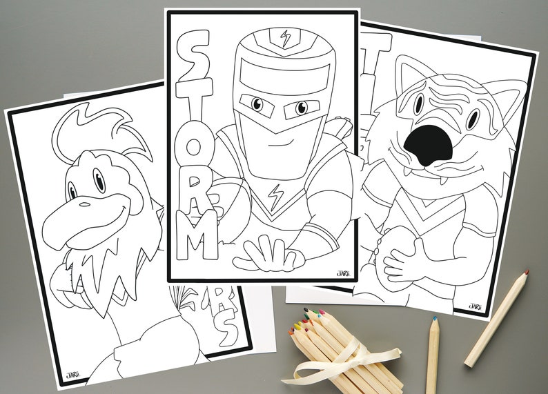 RUGBY LEAGUE MASCOT Colouring Pages - Etsy