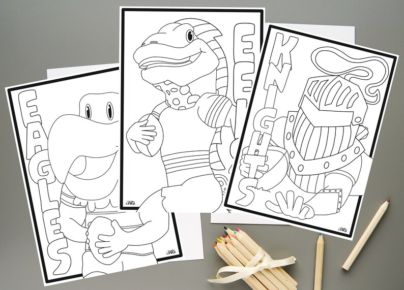 RUGBY LEAGUE MASCOT Colouring Pages - Etsy