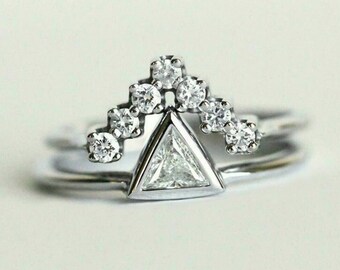 Trillion Wedding Set - Etsy