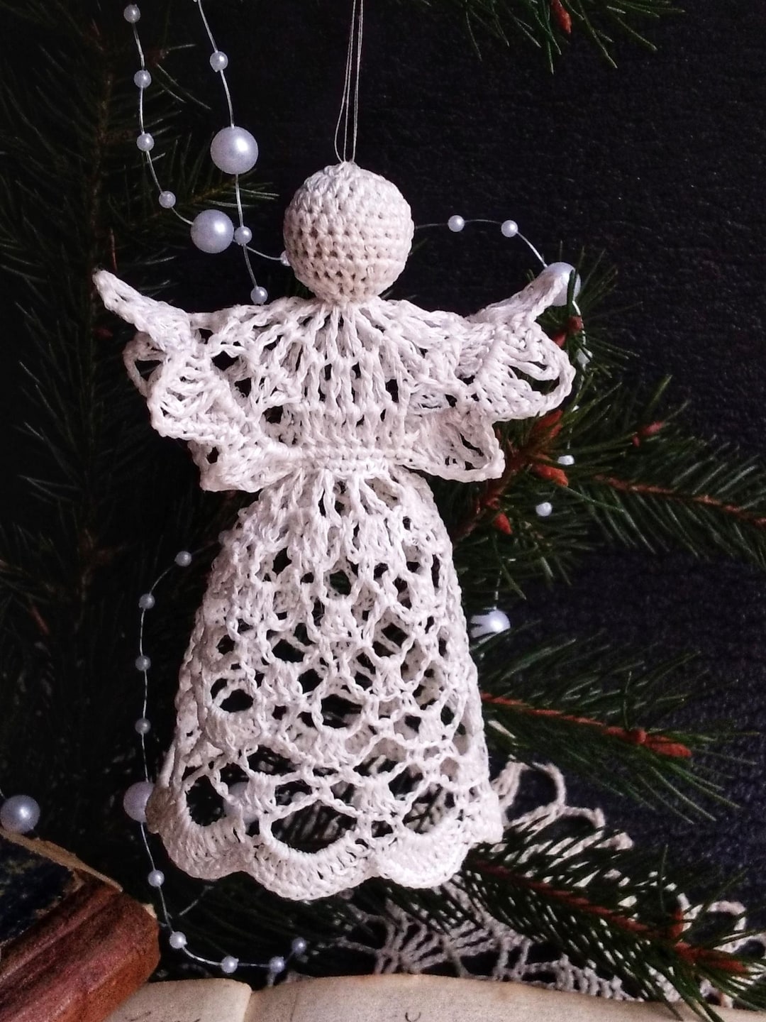 Crochet Lace Christmas Angel for Decorating Christmas Tree. Cotton ...