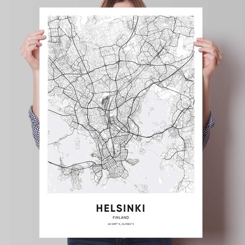 Helsinki Map Print Minimalistic Wall Art Poster City Maps - Etsy