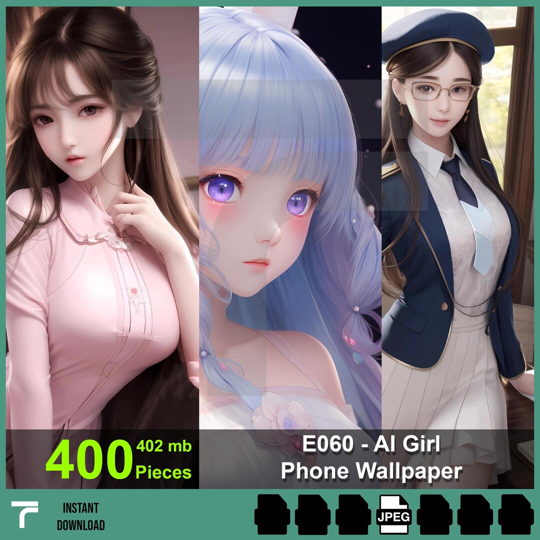 E0061 AI Girl Phone Wallpaper Art, 403pcs Bundle Pictures High Resolution, AI Girl Art, Digital ...