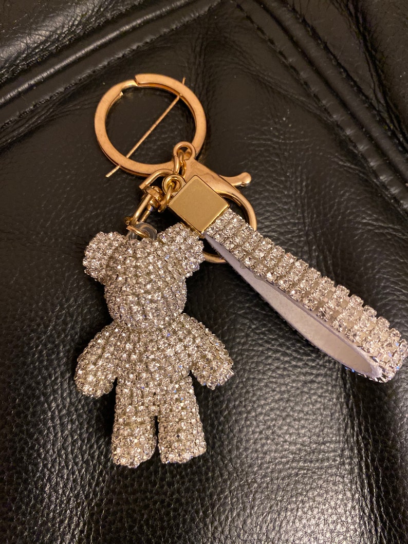 Teddy Bear Keychain Sparkle Crystal Rhinestone Diamonds Keyring Teddy ...