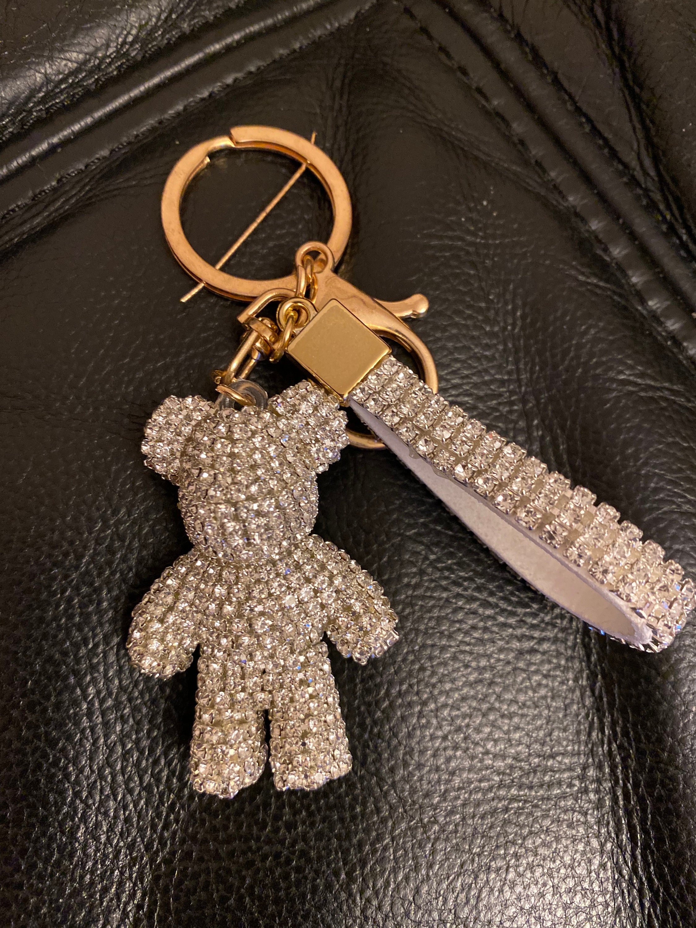 Teddy Bear Keychain Sparkle Crystal Rhinestone Diamonds Keyring Teddy ...