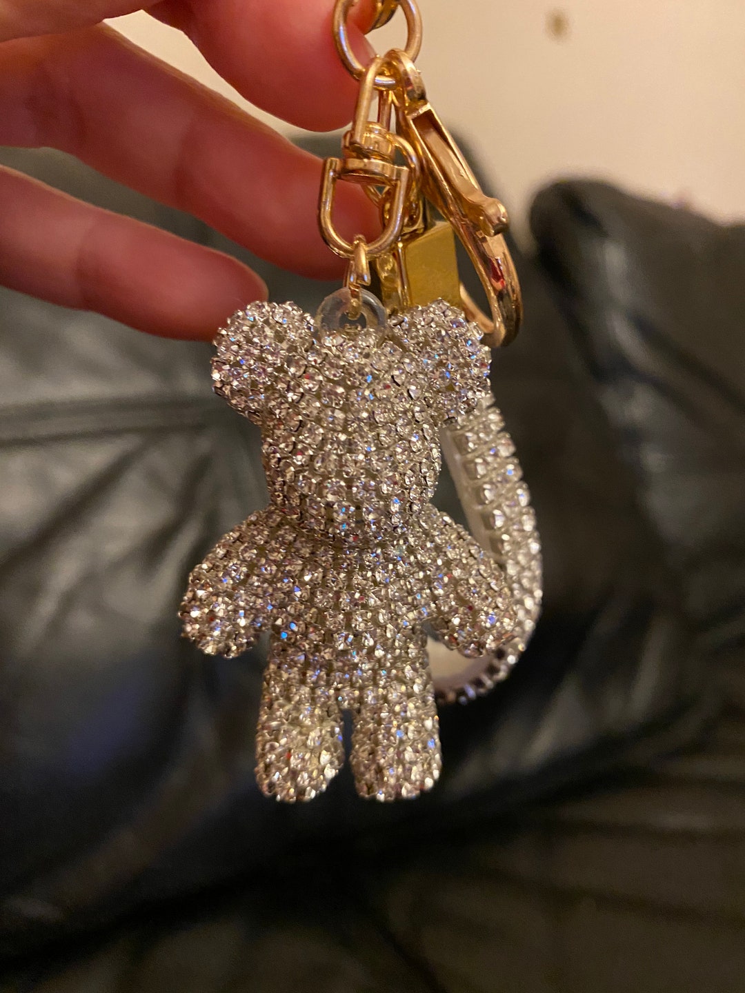 Teddy Bear Keychain Sparkle Crystal Rhinestone Diamonds Keyring Teddy ...
