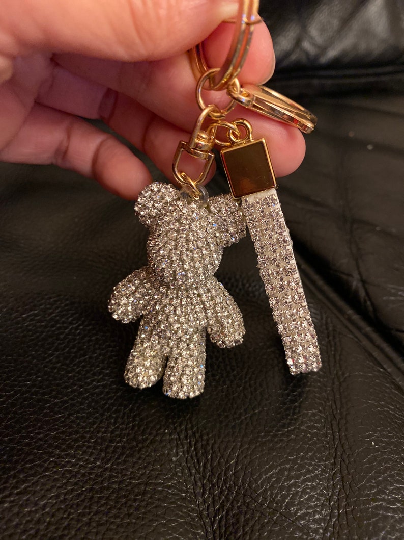 Teddy Bear Keychain Sparkle Crystal Rhinestone Diamonds Keyring Teddy ...