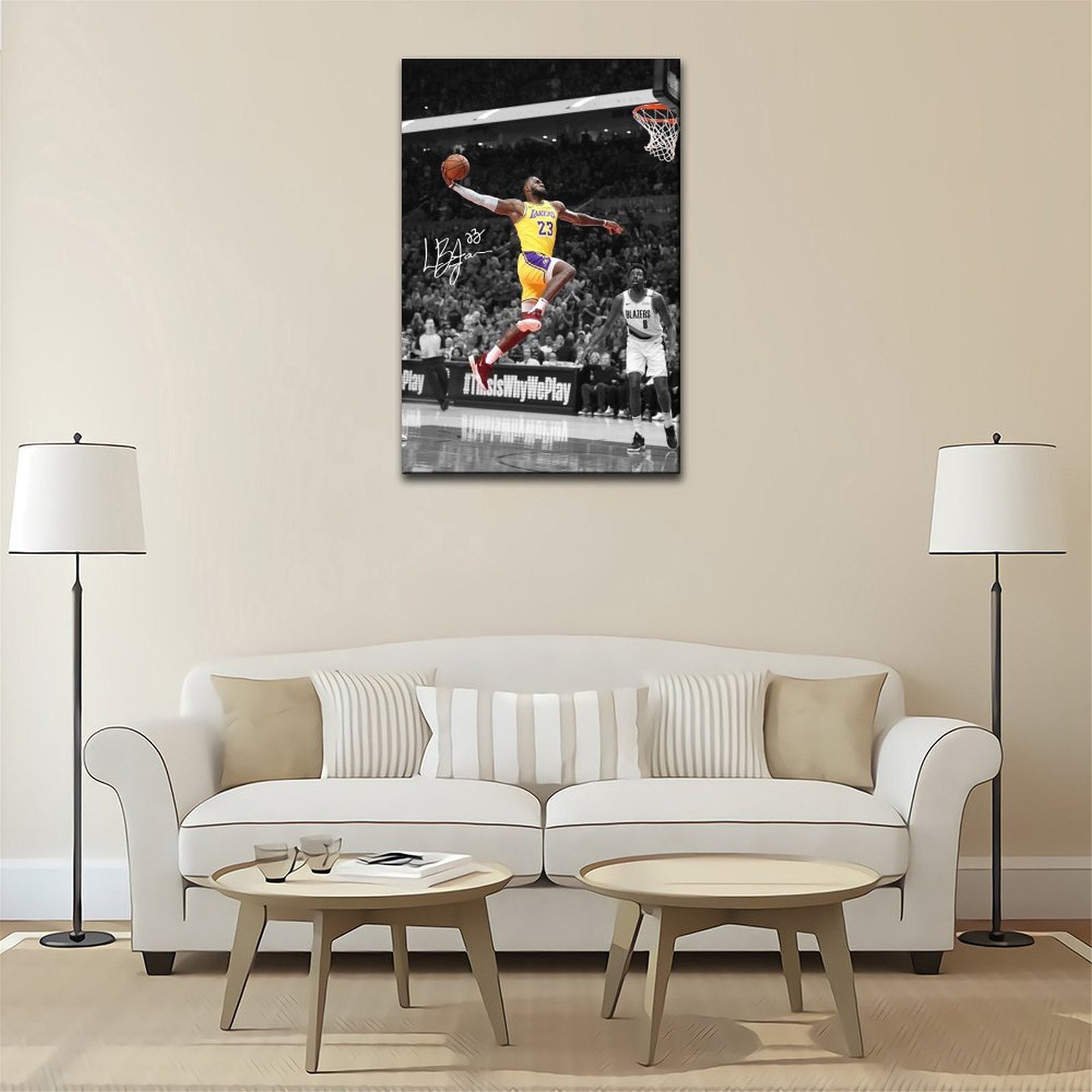 LeBron James Monstrous Dunk Over Tim Duncan Art Poster sold by Daisy ...