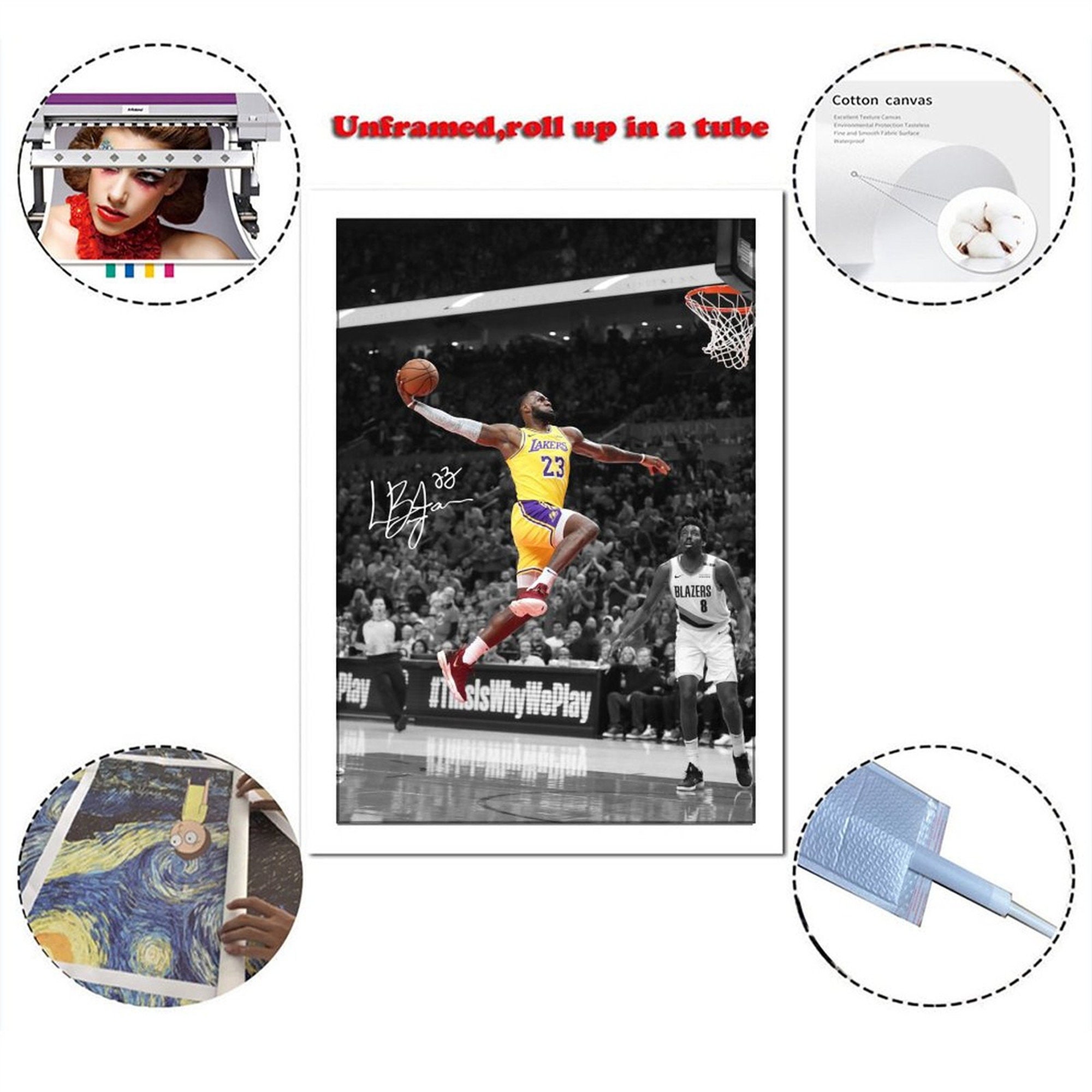 LeBron James Monstrous Dunk Over Tim Duncan Art Poster sold by Daisy ...