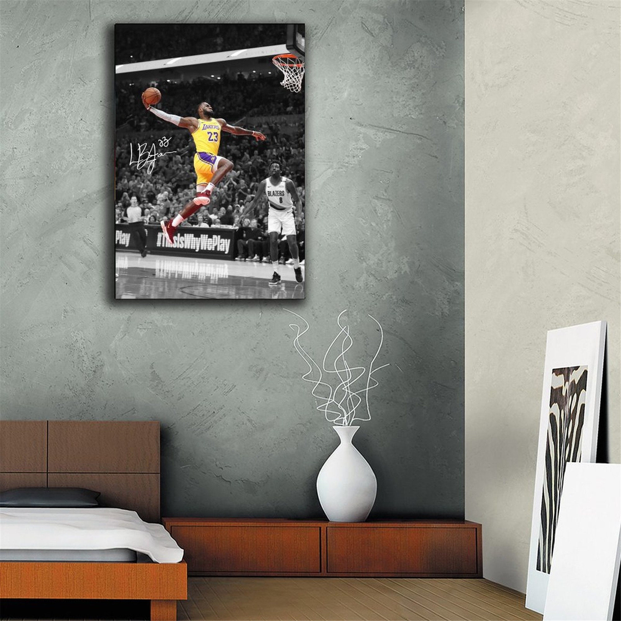 LeBron James Monstrous Dunk Over Tim Duncan Art Poster sold by Daisy ...