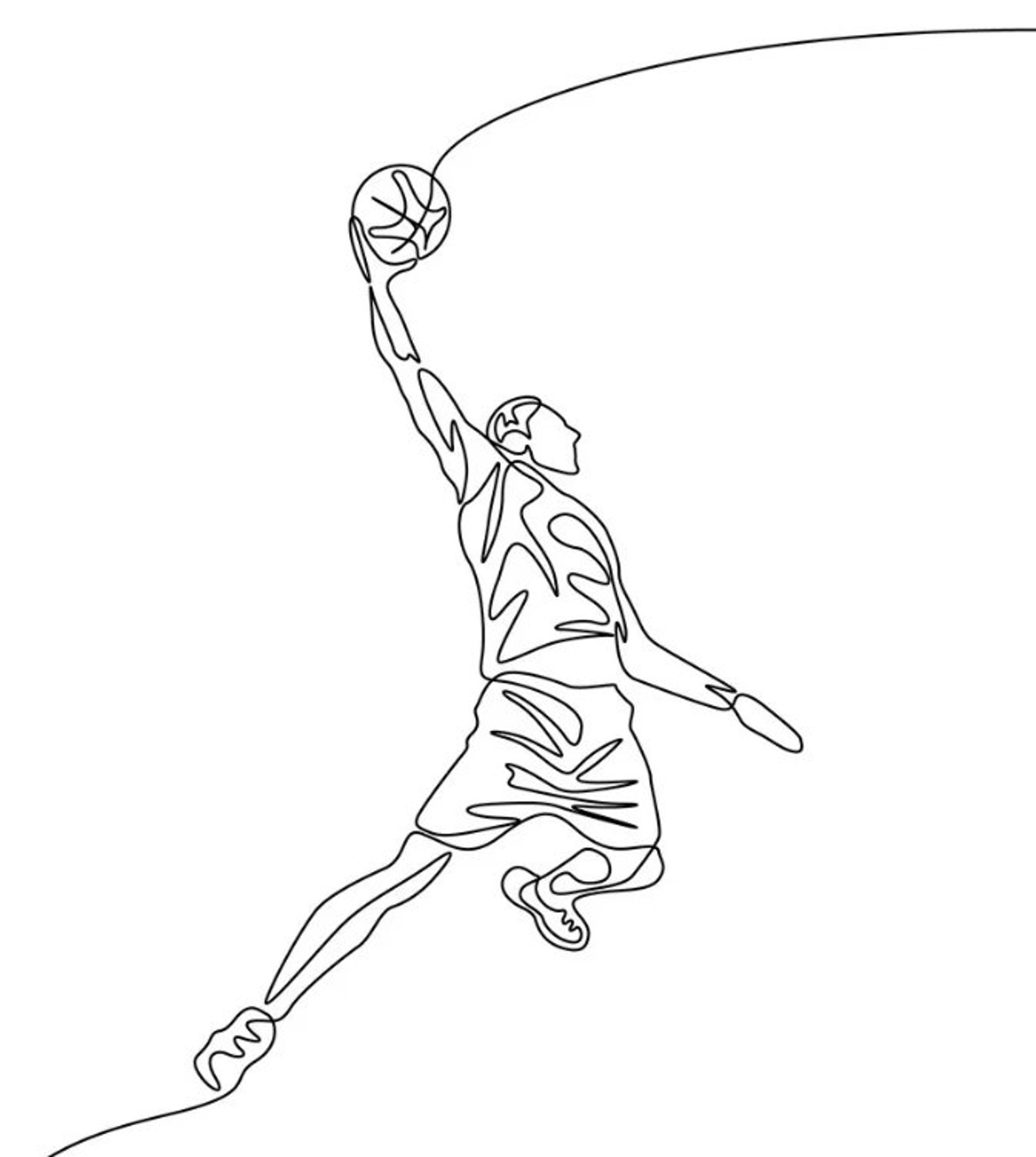 Continuous One Line Drawing Basketball Player Image - Etsy