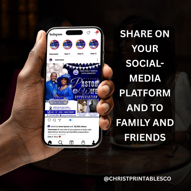 Pastor & Wife Appreciation Flyer- Blue and Silver Flyer for Church ...