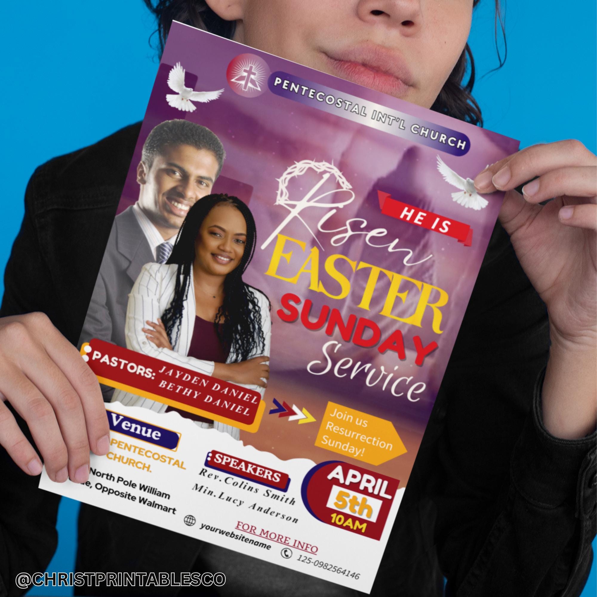 Editable Easter Flyer Template, Resurrection Sunday, Easter Service ...