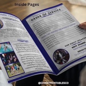 Editable Pastor Appreciation Program Template, Blue & Silver Bi-fold ...