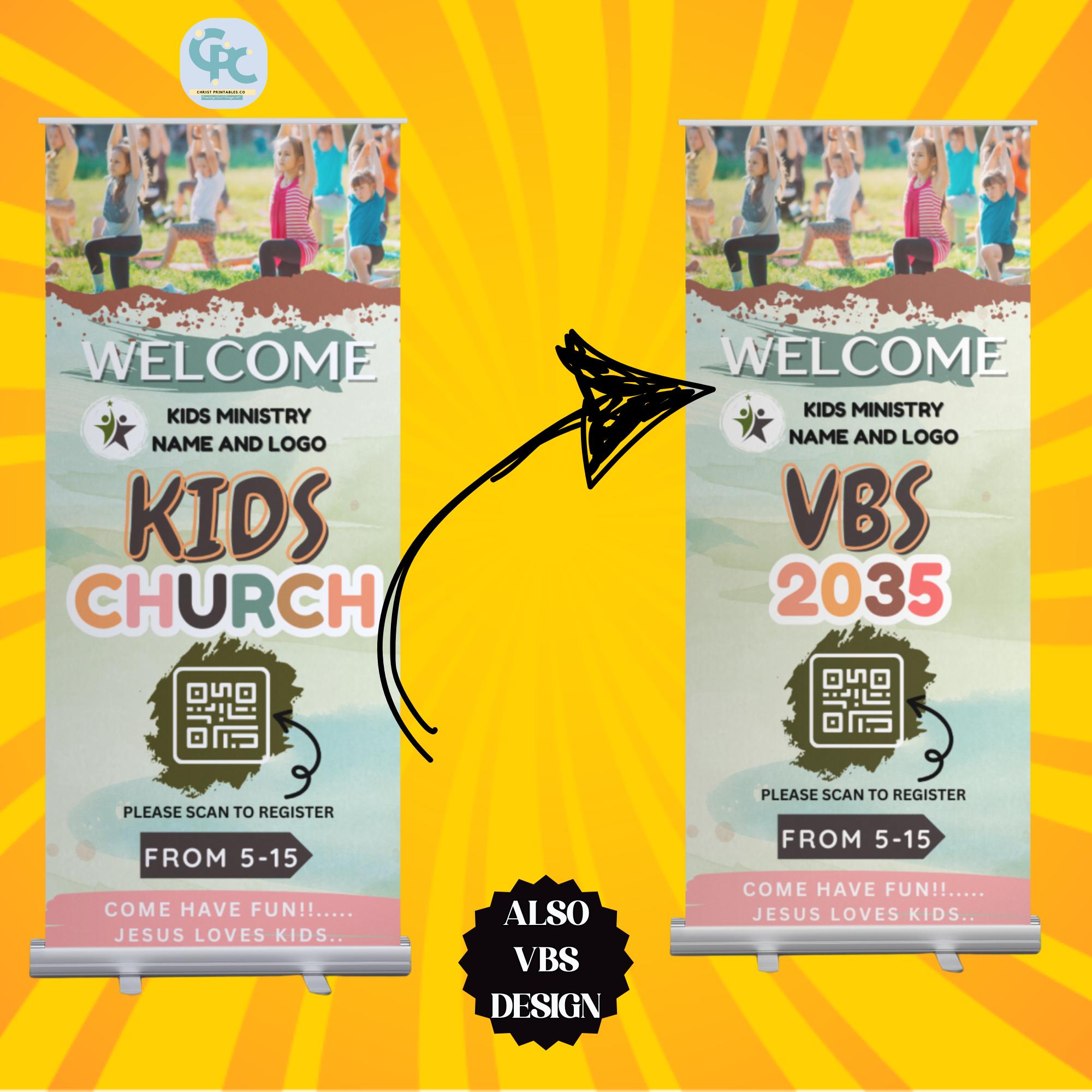 Editable Retractable Banner for Children's Ministry, Pop-up Banner for ...