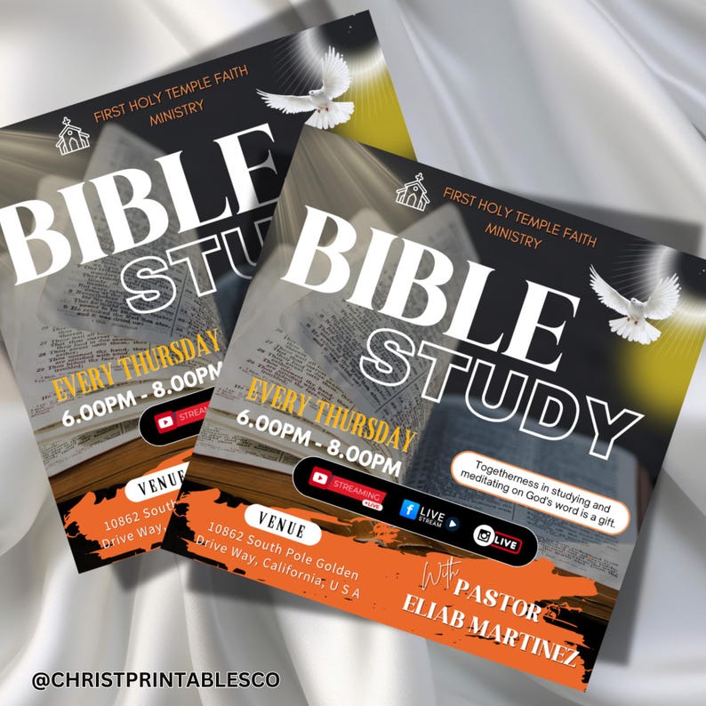 Editable Bible Study & Church Event Flyer Template for Social Media ...