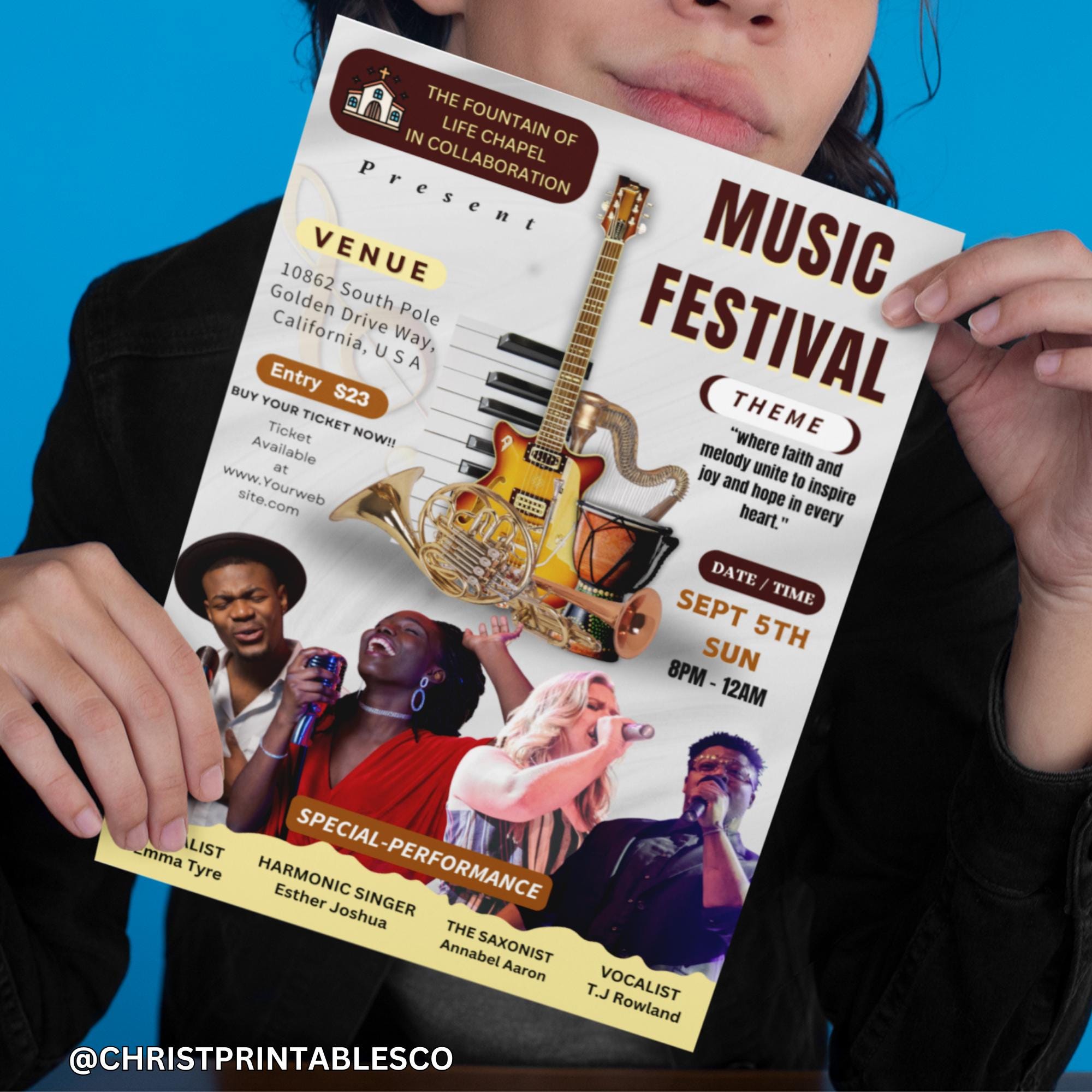 Editable Music Concert Flyer, Night of Worship Flyer, Gospel Music ...