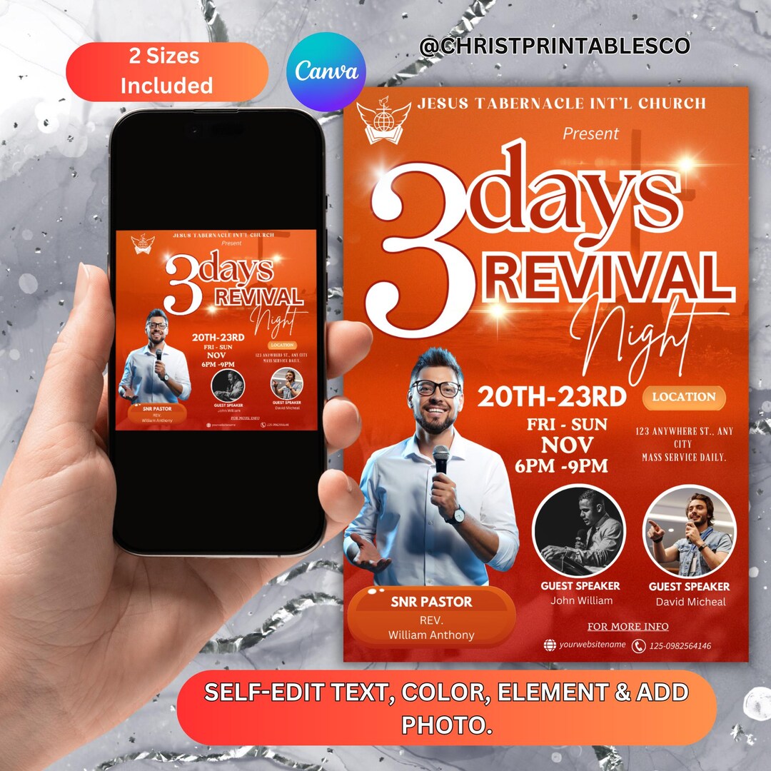 DIY Church Revival Program Flyer, Church Program Template, Revival ...