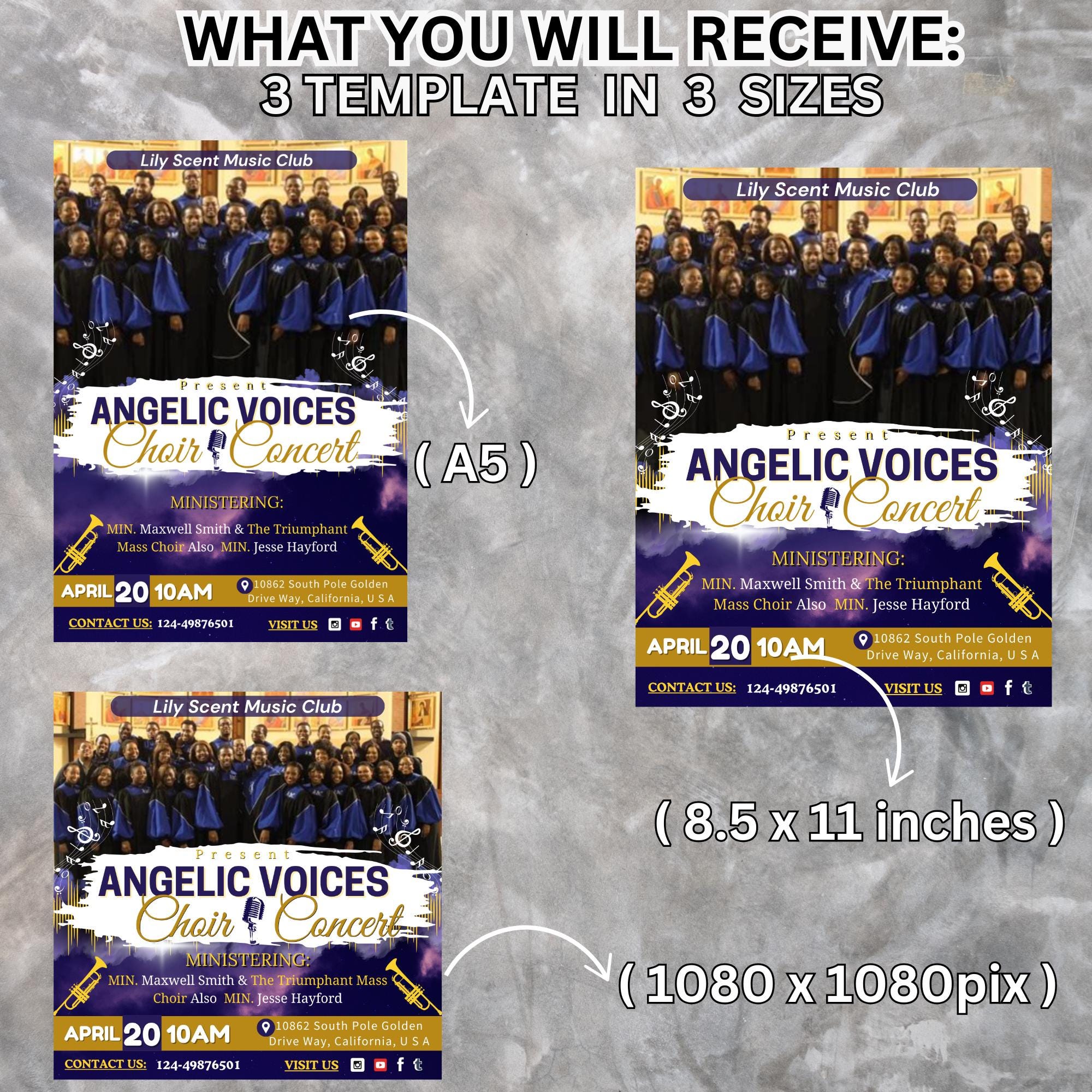 Editable Choir Music Concert Flyer, Purple & Gold Music Poster, Music ...