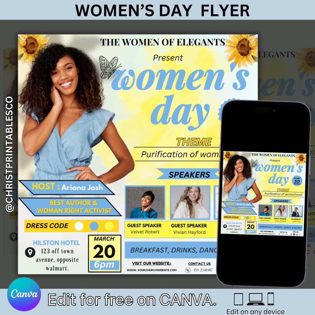 Editable Women's Day Flyer Template, Women's Event Flyer, Mothers Day Flyer, Women Conference ...