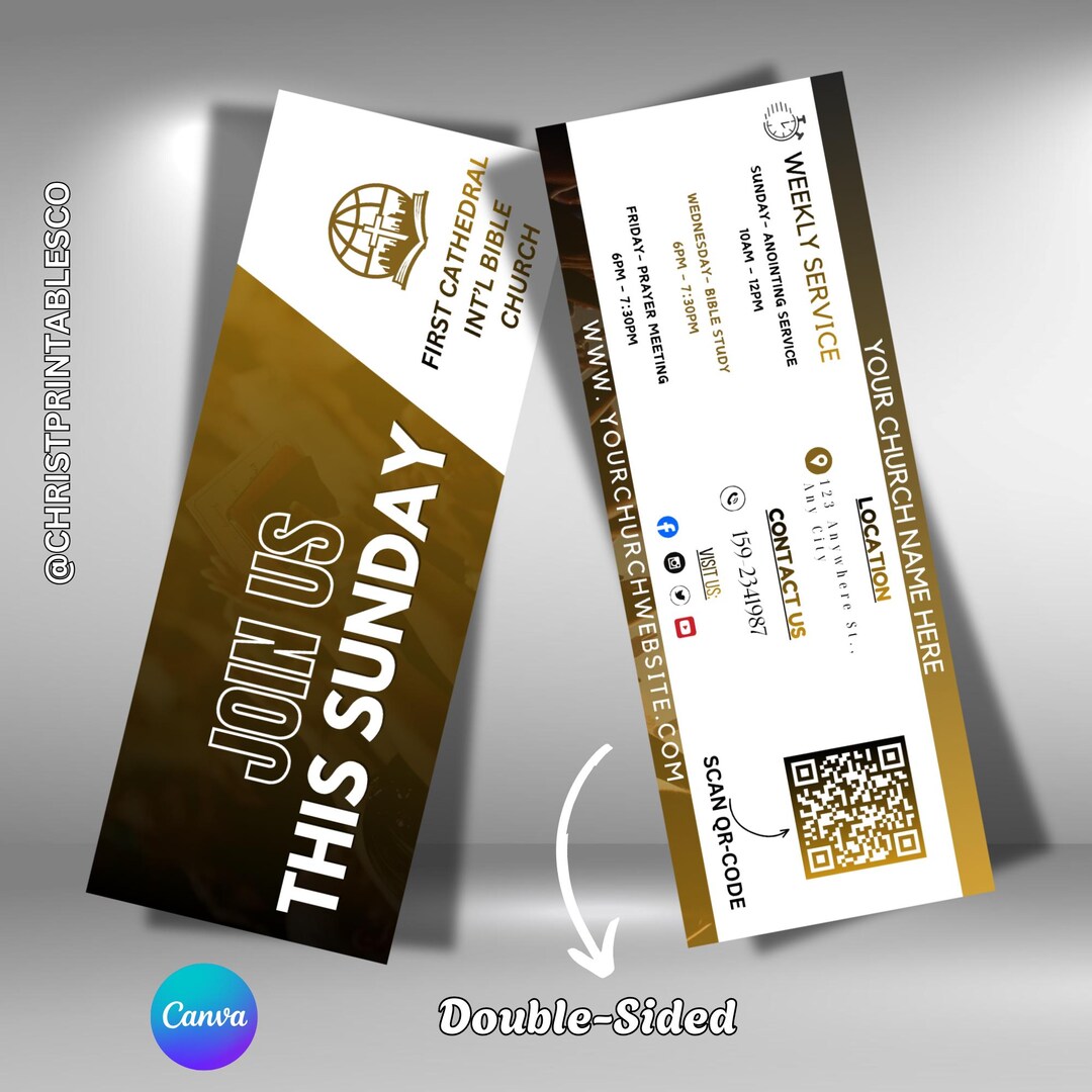 DIY Join Us QR Code Church Invite Card, Canva Church Invitation Card ...