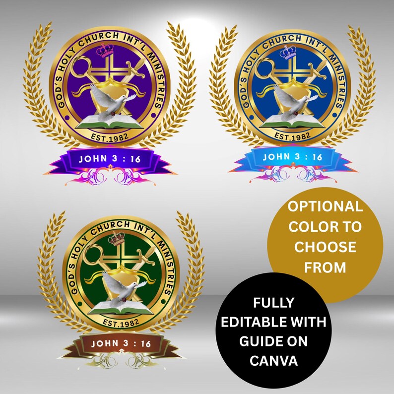 Editable Church Seal Logo Design, Church Logo Template, Cross Logo ...