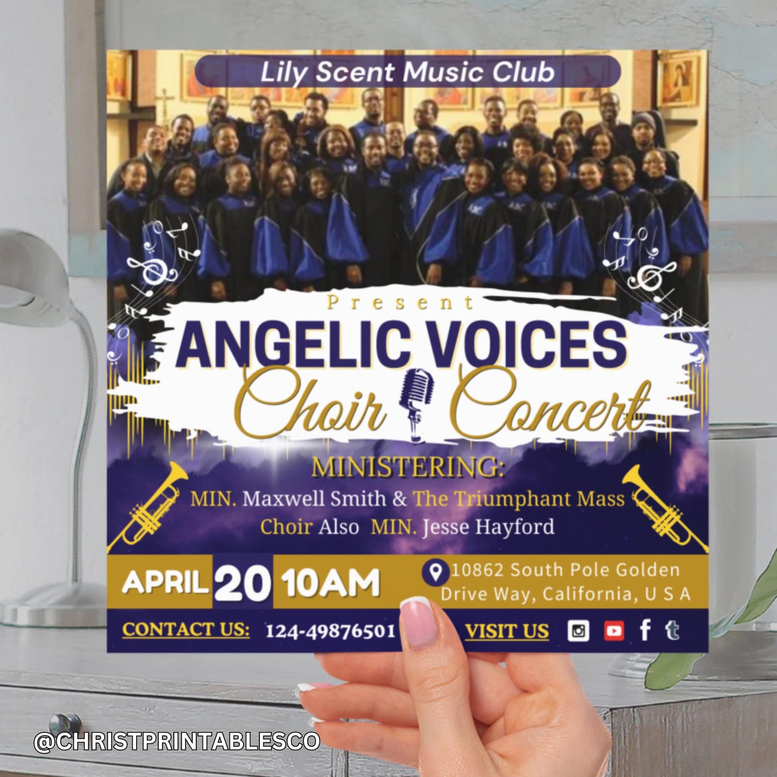 Editable Choir Music Concert Flyer, Purple & Gold Music Poster, Music ...