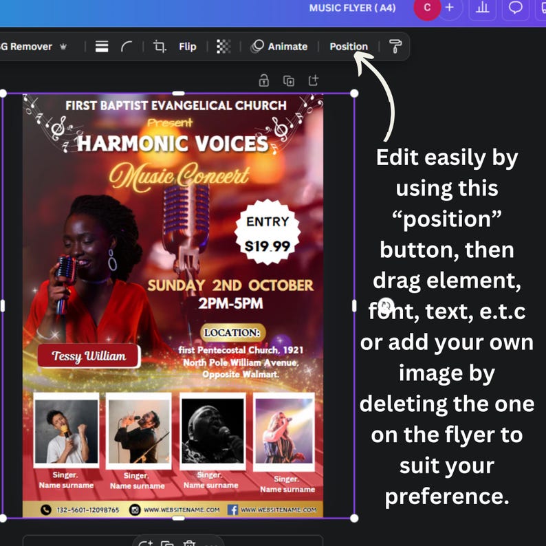 Church Flyer DIY Church Music Concert Red & Gold Flyer Church Music ...