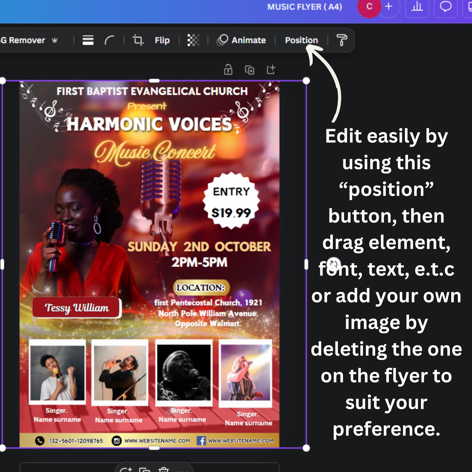 Church Flyer DIY Church Music Concert Red & Gold Flyer Church Music ...