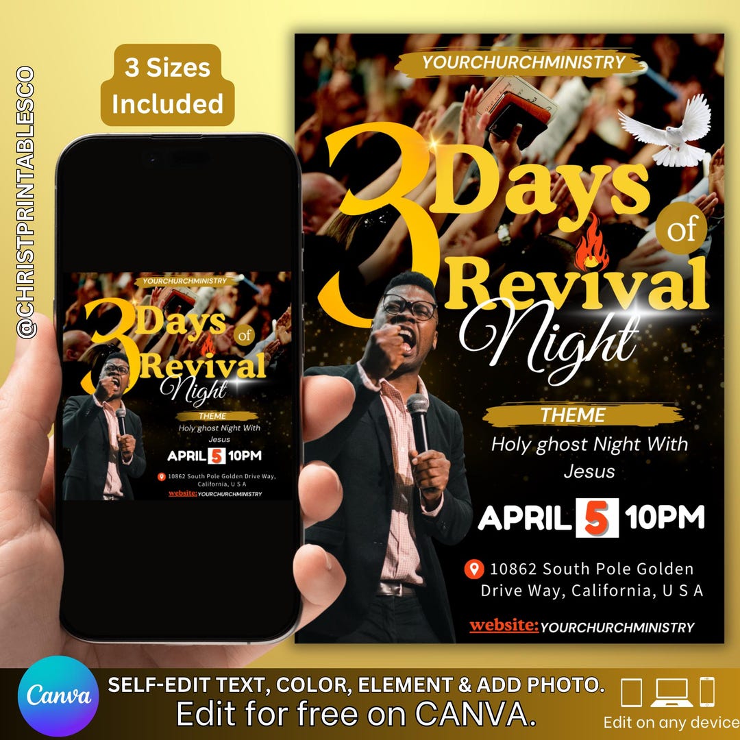 Editable Church Revival Flyer, Church Event Flyer, Revival Conference ...