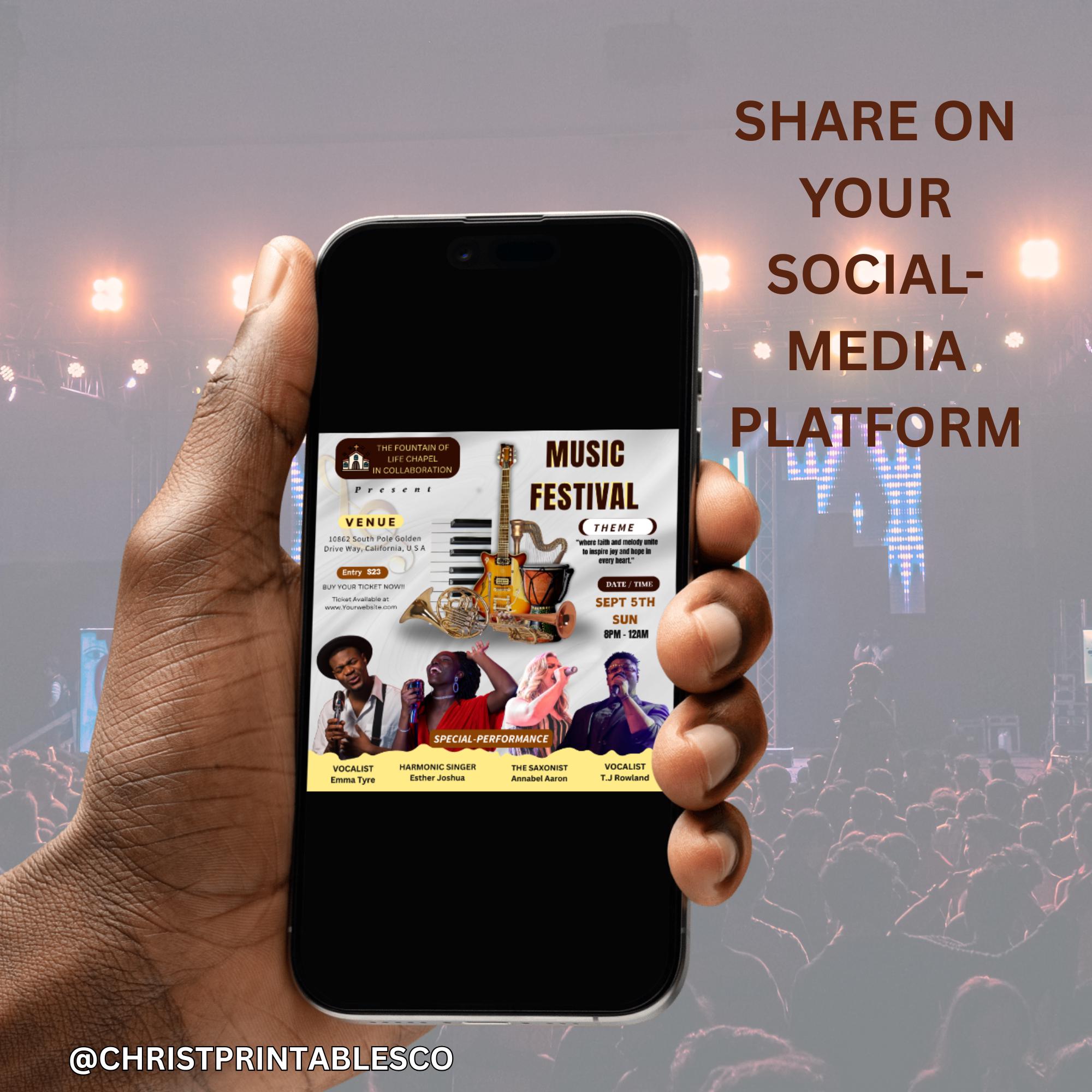 Editable Music Concert Flyer, Night of Worship Flyer, Gospel Music ...