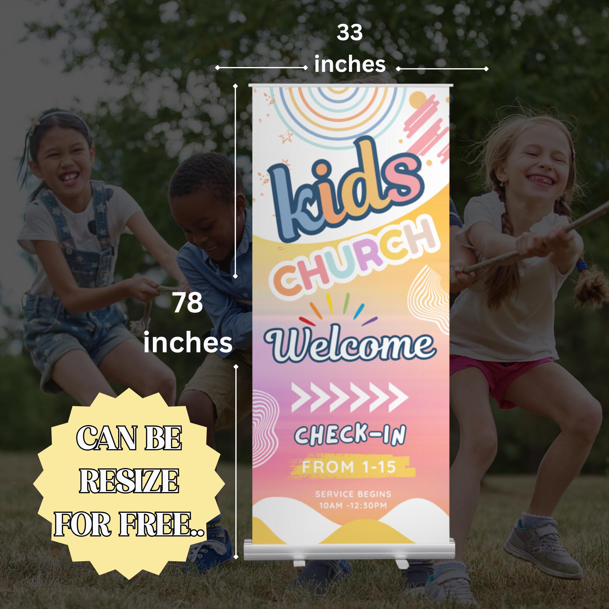 Editable Retractable Banner for Children's Ministry, Pop-up Banner for ...