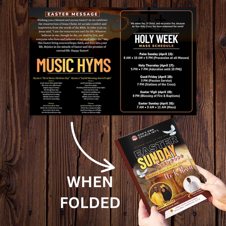 4 Pages Easter Church Program - Editable Resurrection Sunday Program ...