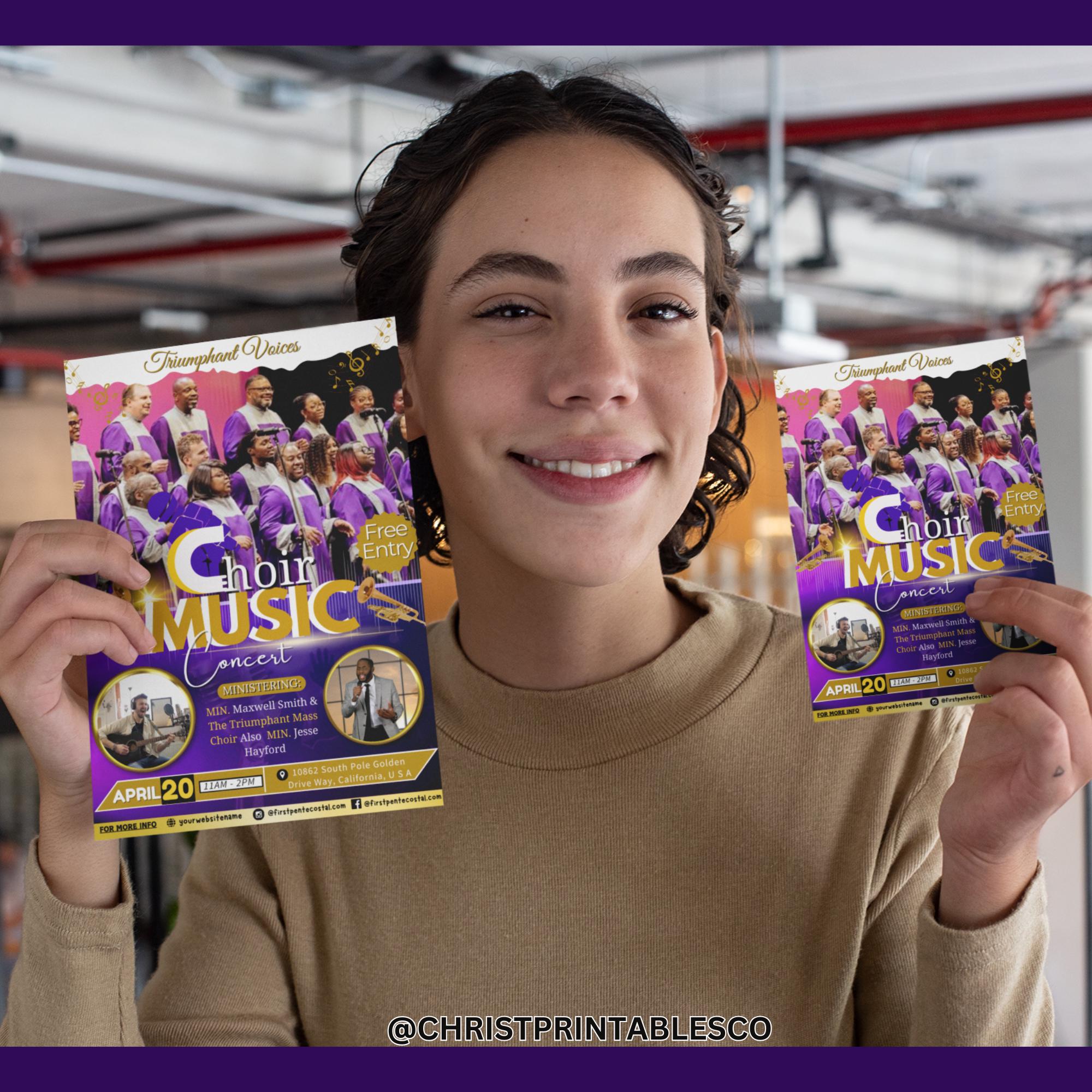 Editable Choir Music Concert Flyer, Purple & Gold Music Poster, Music ...