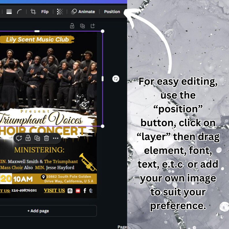 Editable Choir Music Concert Flyer, Black & Gold Music Poster, Music ...