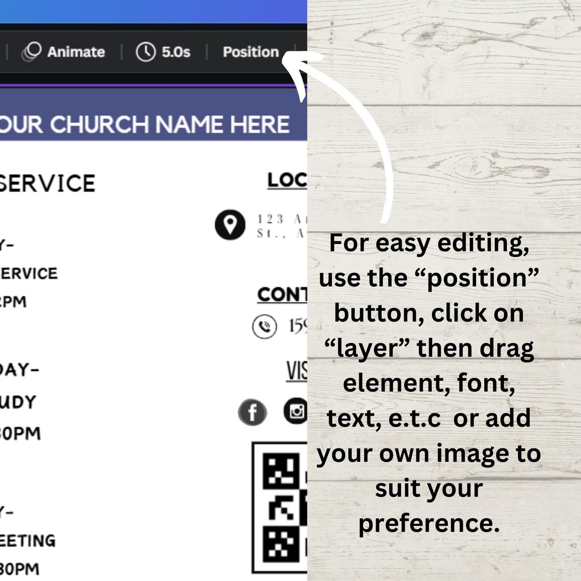 Editable Join Us QR Code Church Invite Square Card, Church Connection ...