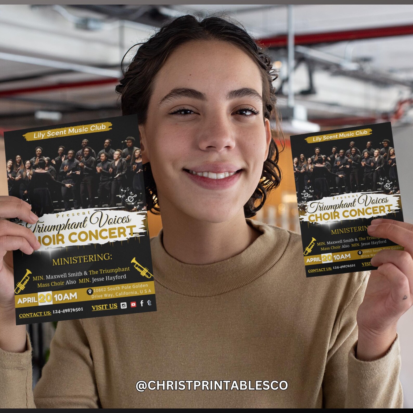 Editable Choir Music Concert Flyer, Black & Gold Music Poster, Music ...