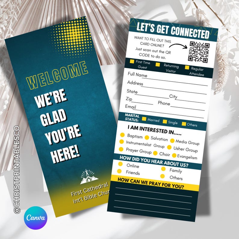 Editable Modern Church Connect Card, Connection Card for First Time ...