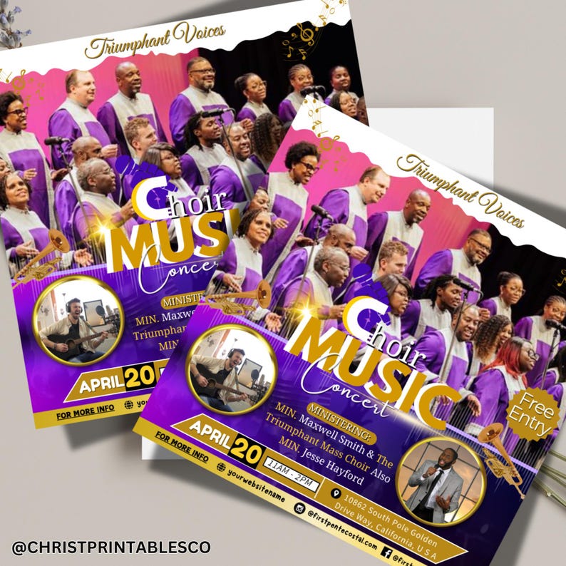 Editable Choir Music Concert Flyer, Purple & Gold Music Poster, Music ...