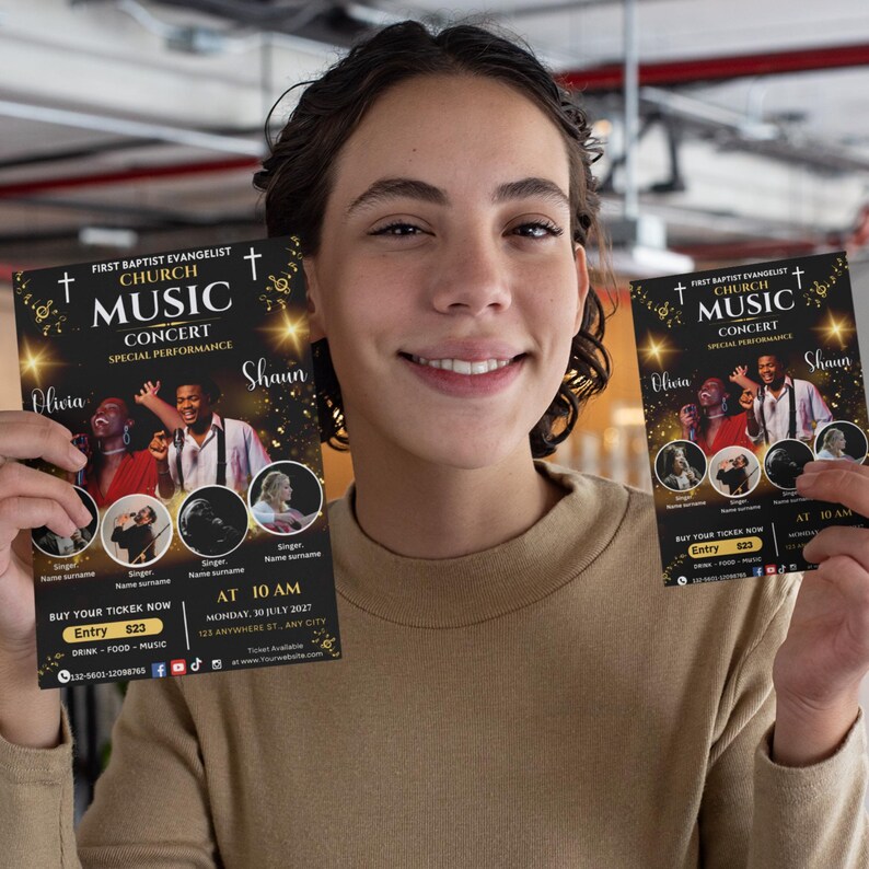 DIY Church Music Concert Black & Gold Flyer Church Music Poster Church ...