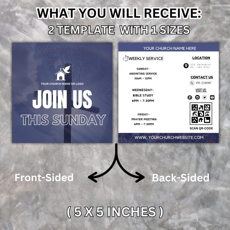 Editable Join Us QR Code Church Invite Square Card, Church Connection ...