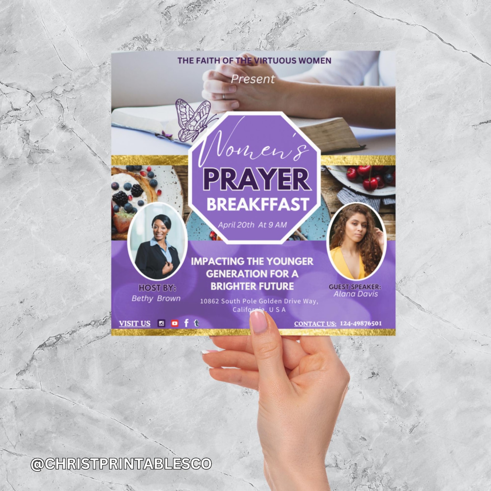 Editable Women's Prayer Breakfast Flyer, Bible and Brunch Flyer, Women ...