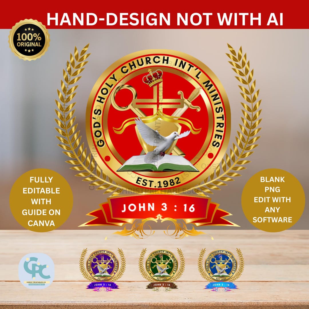 Editable Church Seal Logo Design, Church Logo Template, Cross Logo ...