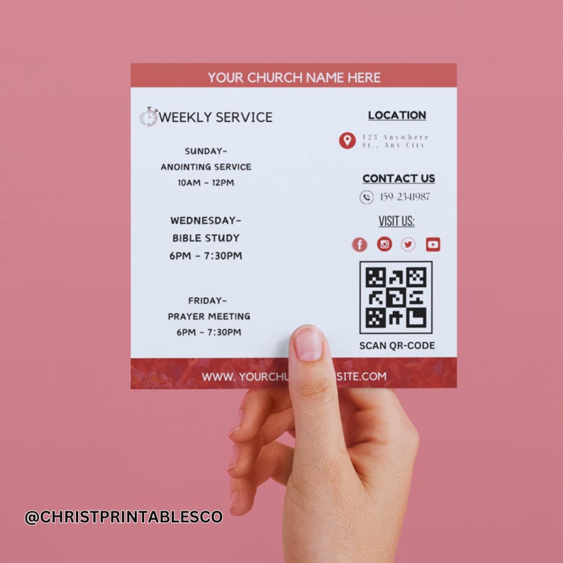 Editable Modern Church Invite QR Code Card, Church Connection Card, You ...