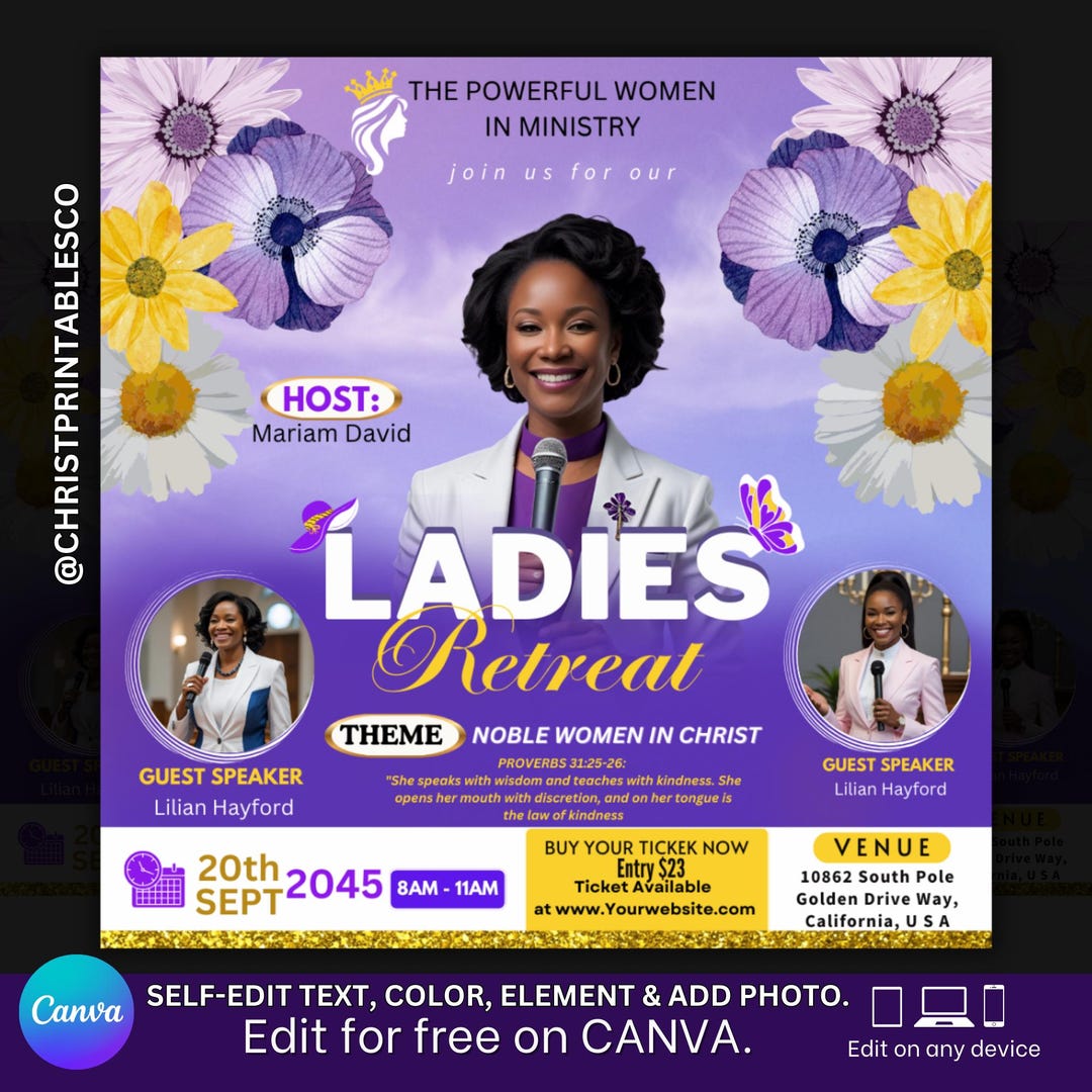 Elegant Floral Women's Event Flyer, Editable Template for Women's ...