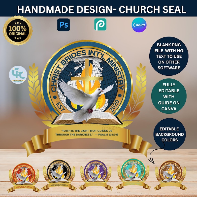 Editable Church Seal Logo Design, Church Logo Template, Cross Logo ...