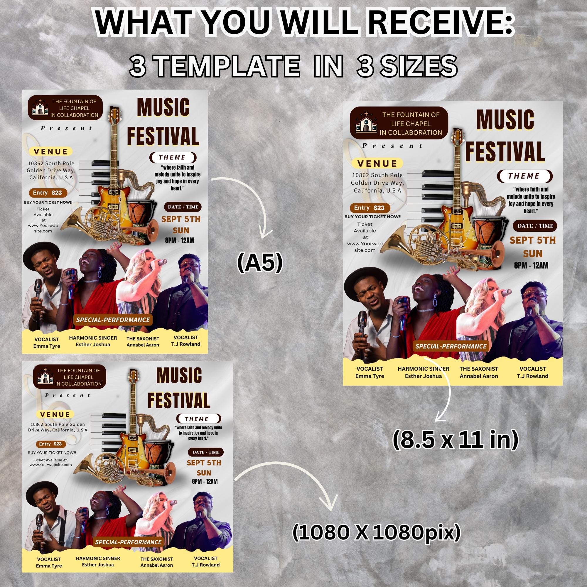Editable Music Concert Flyer, Night of Worship Flyer, Gospel Music ...